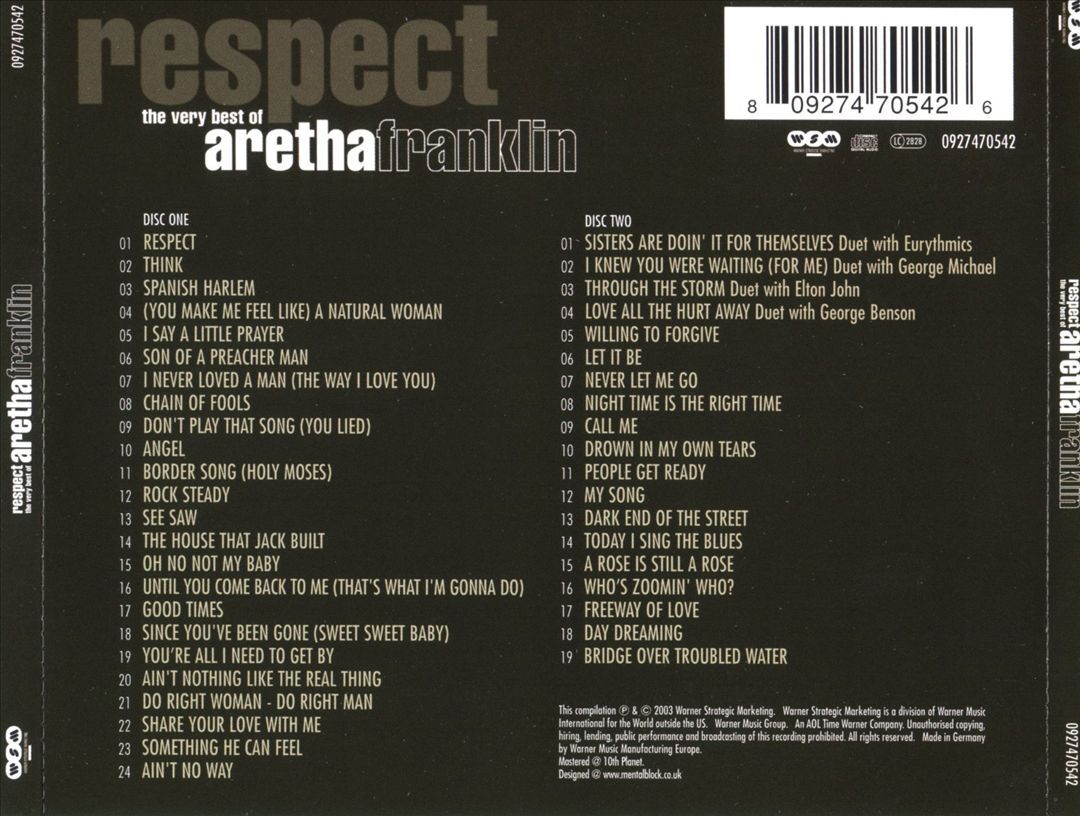 Respect: 2-CD Very Best of by Franklin Aretha (CD, 2003) for sale ...