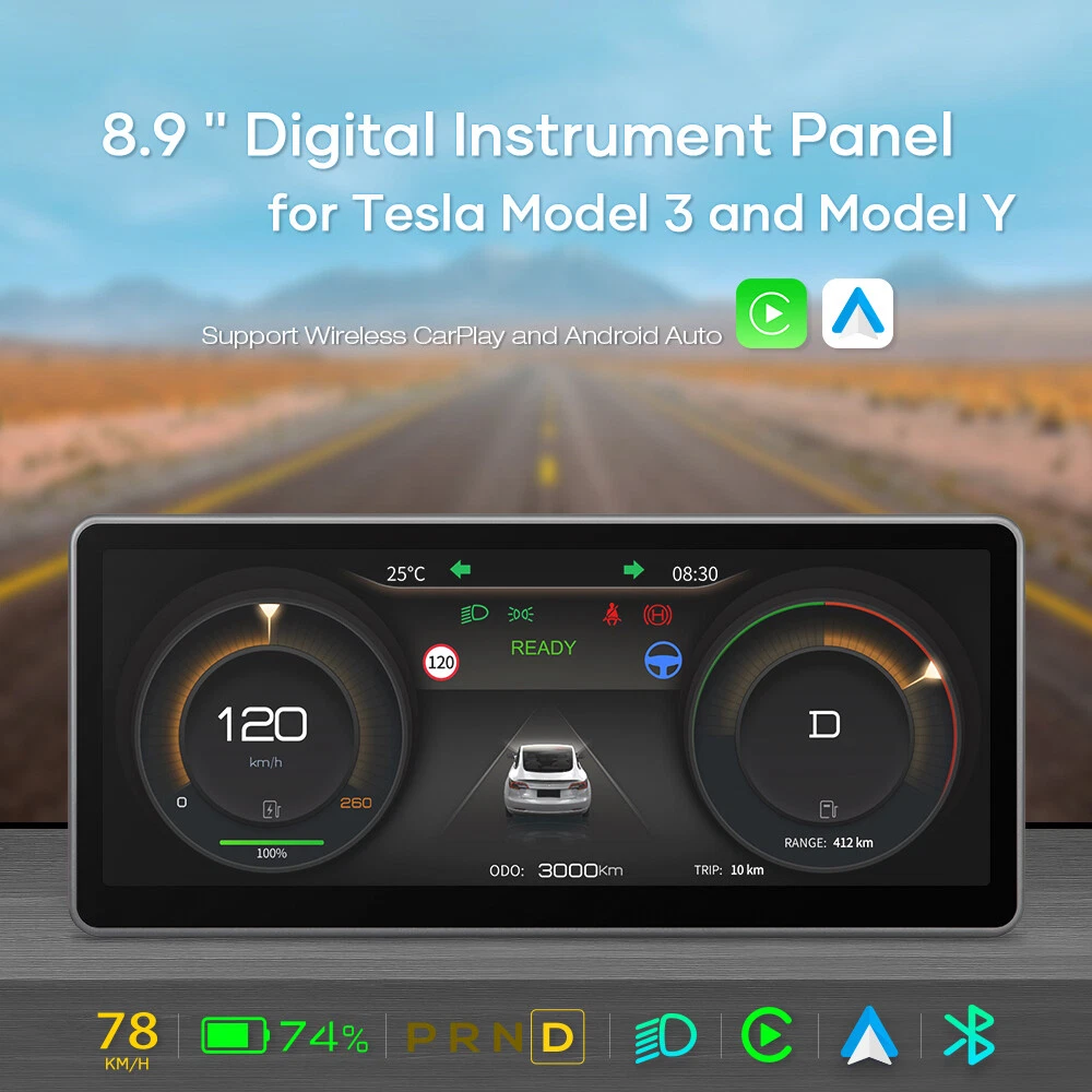 Tesla Model 3/Y F9 Carplay Android Auto Dashboard Touch, 04/02/2024
