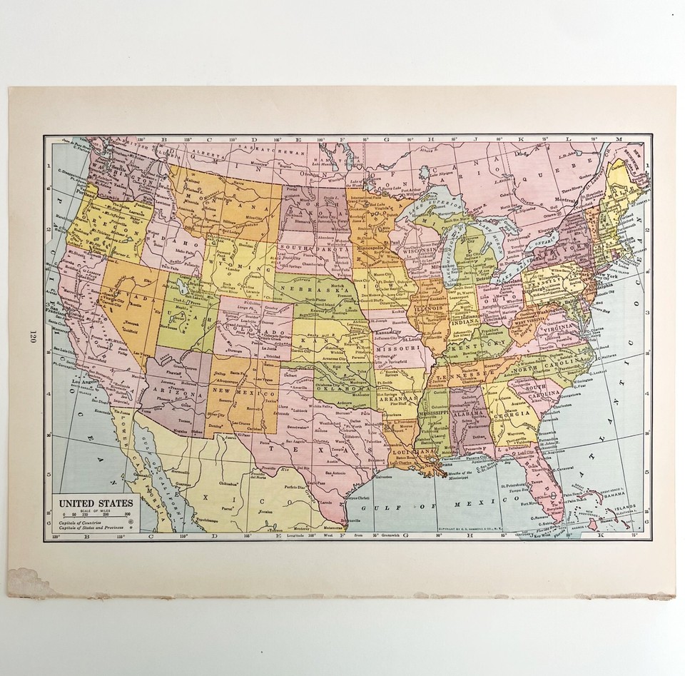 Map 1938 United States Of America Print Antique Ephemera DWU8 | eBay