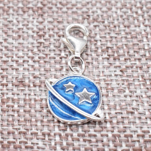 925 Sterling Silver Enamel Planet Clip On Charm with Lobster Clasp for ...