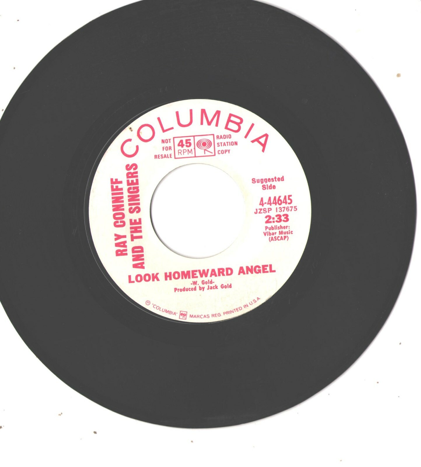 RAY CONIFF/SINGERS--7'-PROMO 45--(LOOK HOMEWARD ANGEL)---EX | eBay