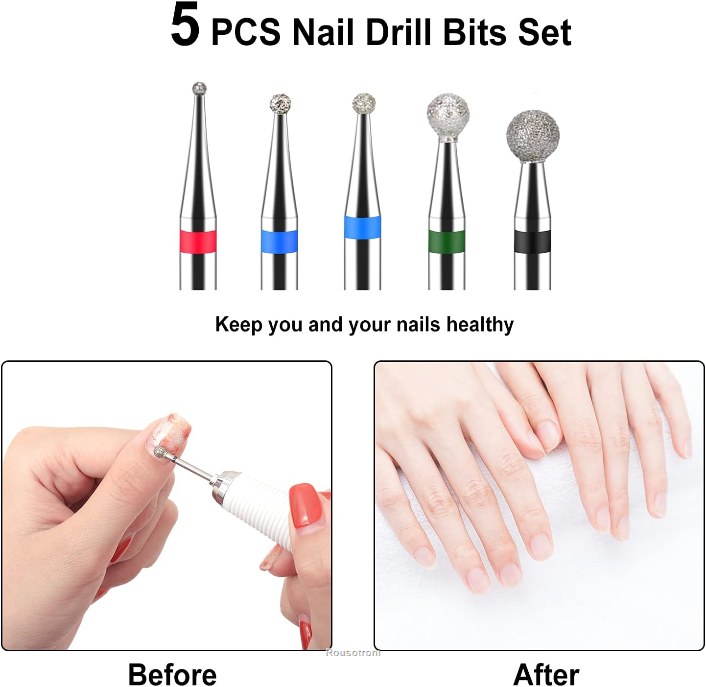 BNG Nail Drill Bits Cuticle Ball Efile Drill Bit 5Pcs Electric Nail ...