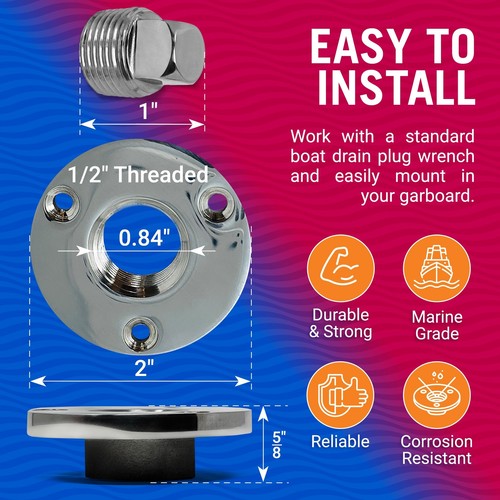 Boat Drain Plug Kit Boat Plug Kit 1/2" for Transom Threaded Boat Drains ...