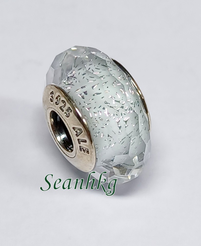 Pandora FROSTY MINT Shimmer Faceted Murano Glass Charm Silver925ALE NEW ...