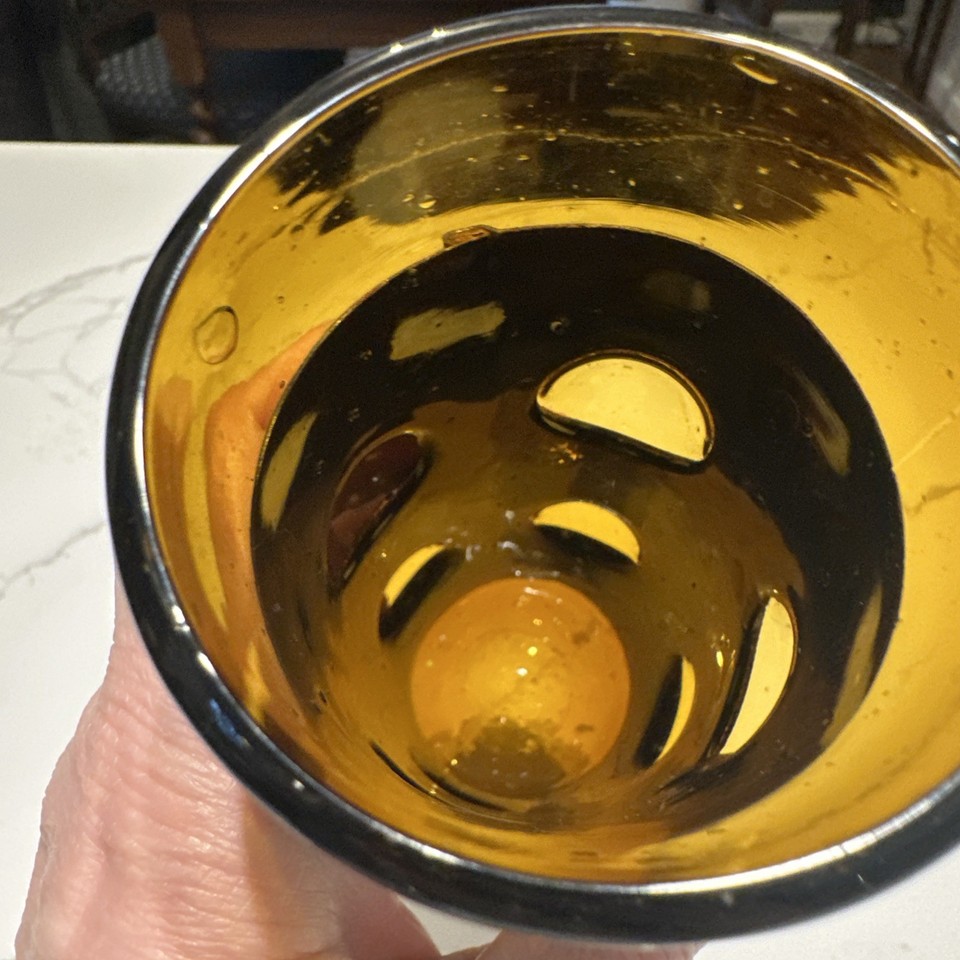Hi Ball Glass Felipe Derflingher Caged Imprisoned Amber Brutalist MCM ...