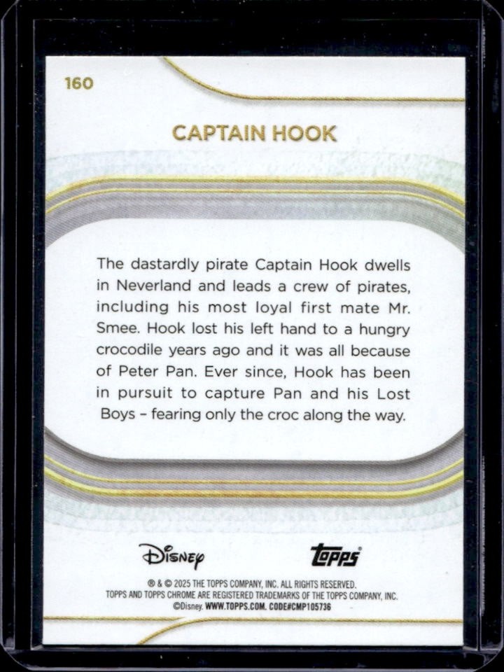 2025 Topps Chrome Disney Sapphire Captain Hook #160 Peter Pan | eBay
