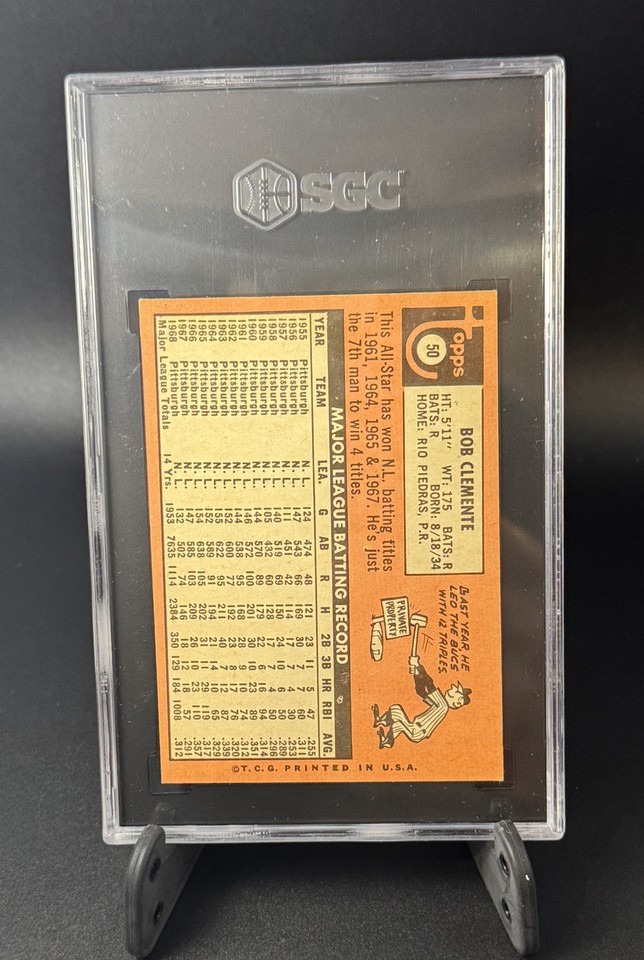 1969 Topps - Roberto Clemente #50 Bob on Card - SGC 6 EX-NM | eBay