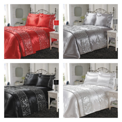 Shimmer Duvet/Quilt Cover Set Runner Satin Silk Sequin Fancy Bedding All Sizes | eBay UK