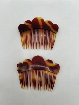 2 VINTAGE GOODY HAIR SIDE COMBS MADE IN Canada FAUX TORTOISE Shell ...