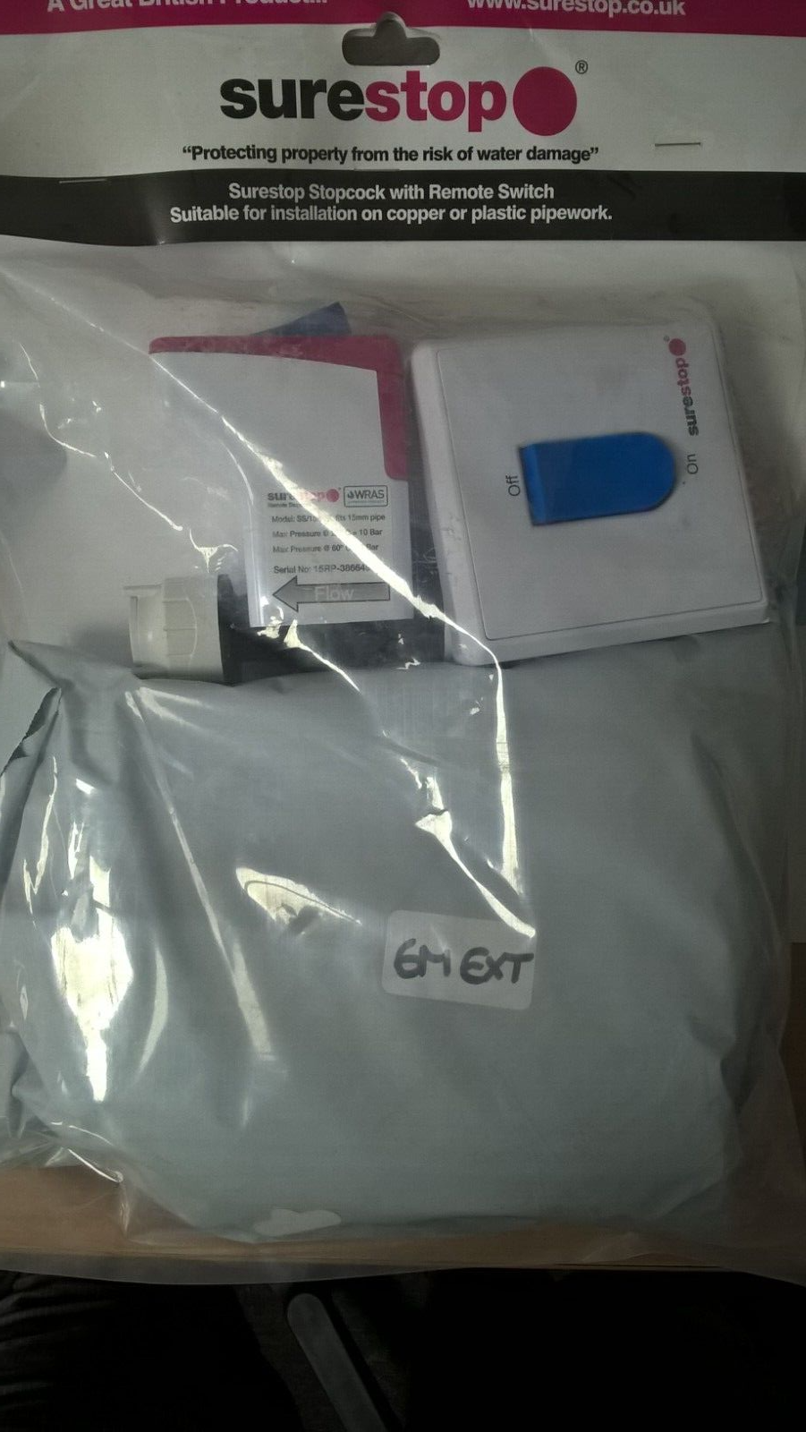 Surestop SS/15/RPL Stopcock with 6 metre Remote Switch 15mm Pushfit ...