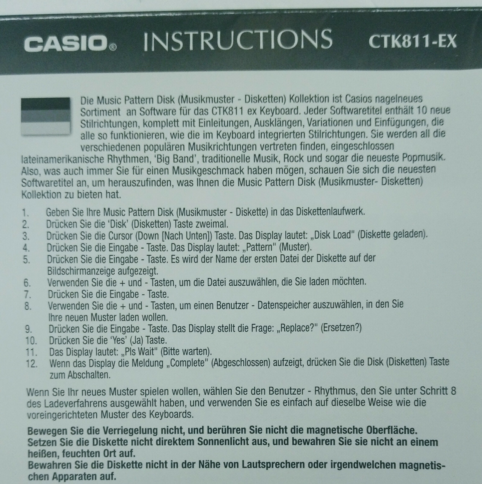 Casio CTK-811EX Keyboard-Diskette Popular Latin FL-33PL- Lagerabverkauf ...