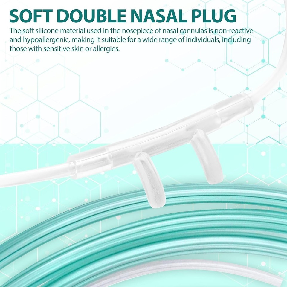 5 Pack High-Flow Ultra Soft Nasal Oxygen Cannula, Green Crush Resistant ...