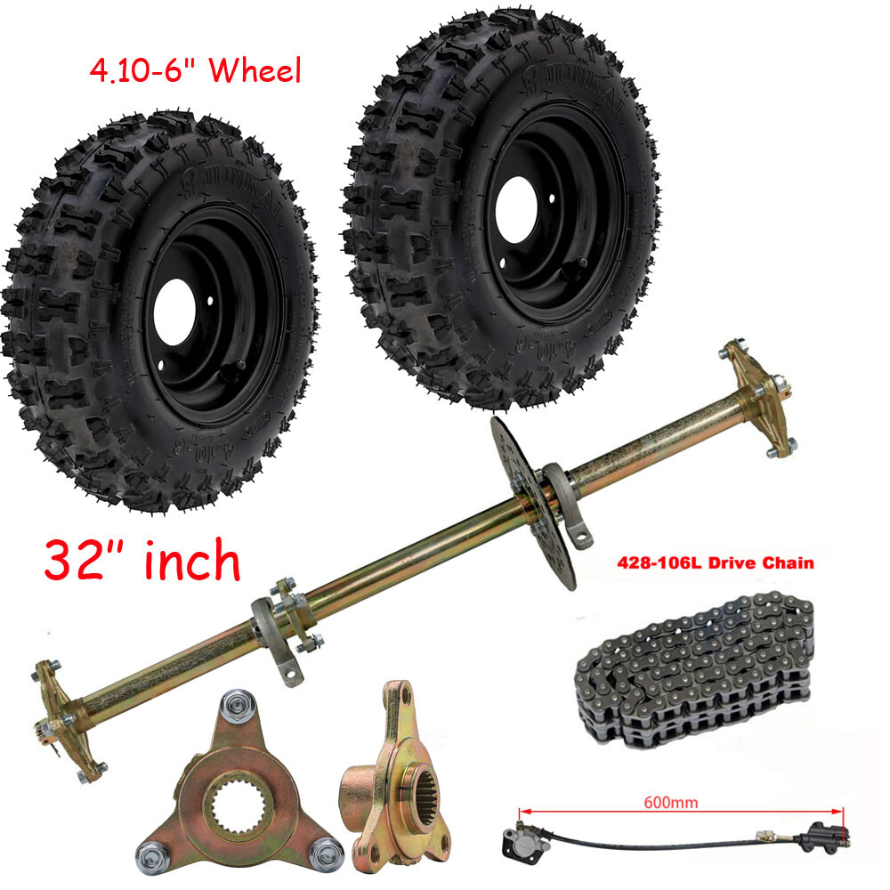 32" Go Kart Live Rear Axle Kit Wheels Hub Brake Disc Rotor Sprocket ATV ...