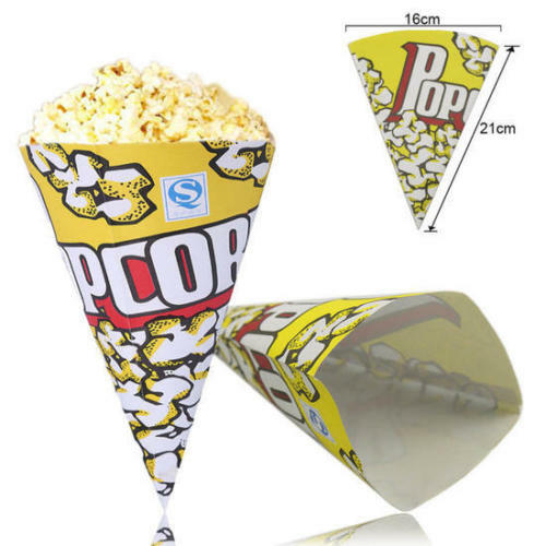 Yellow Popcorn Bags Cone Pop corn Paper Bag Movie Cinema Machine Bulk x ...