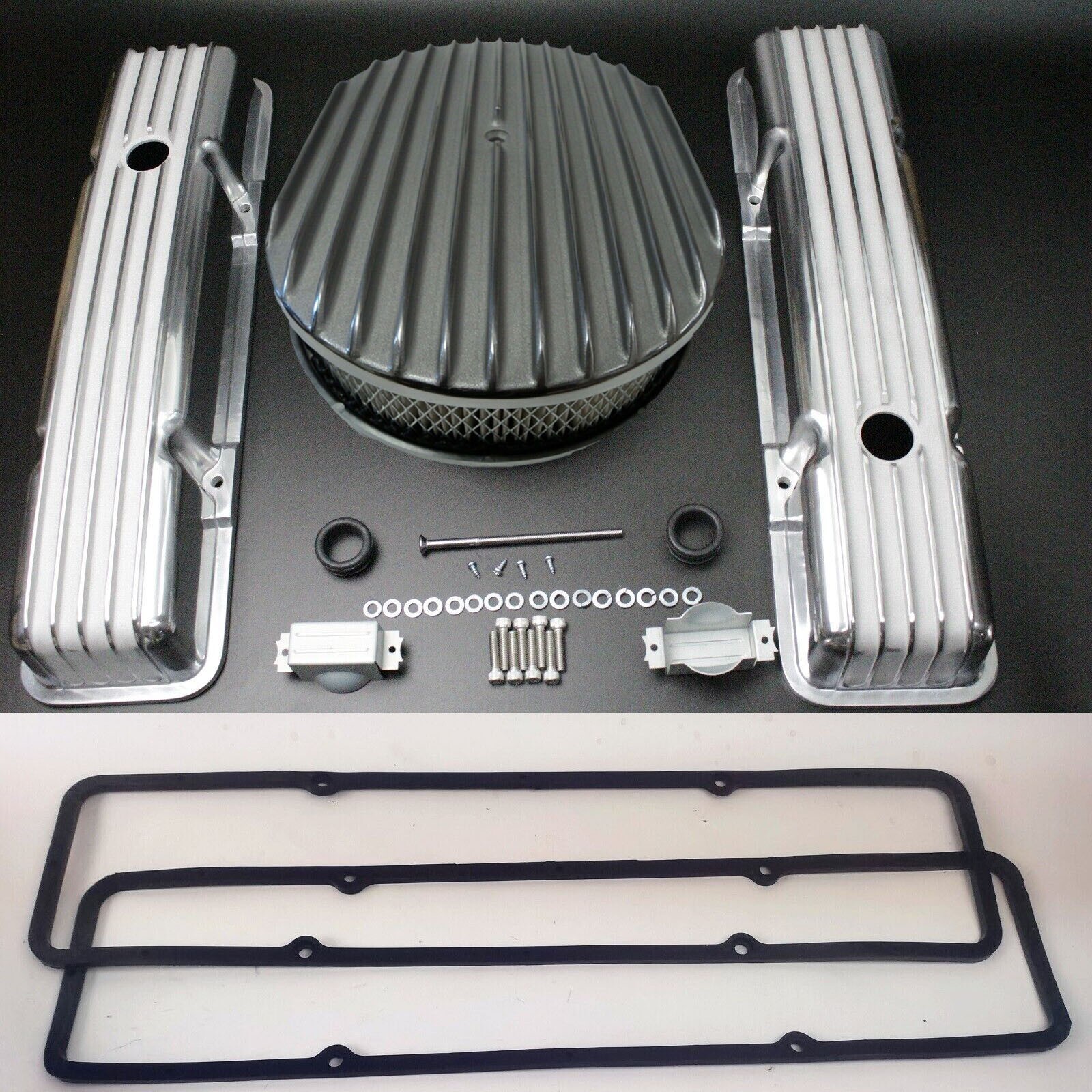 SBC Small Block Chevy 350 Tall Full Finned Polished Aluminum Engine ...