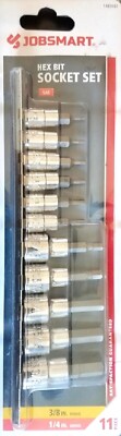 Jobsmart 1485401 11pc Hex Bit SAE Socket Set 1/4-3/8-- 3/8 & 1/4 Drive ...