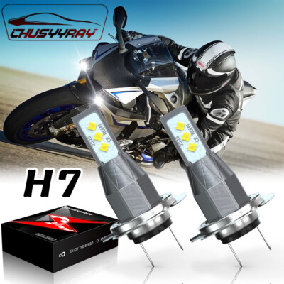 2pcs White H7 LED Motorcycle Headlight Bulbs Kit For Yamaha YZF R1 R3 ...