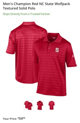 NC State Polo Short Sleeve Shirt Men’s 2XL Champion Brand North ...