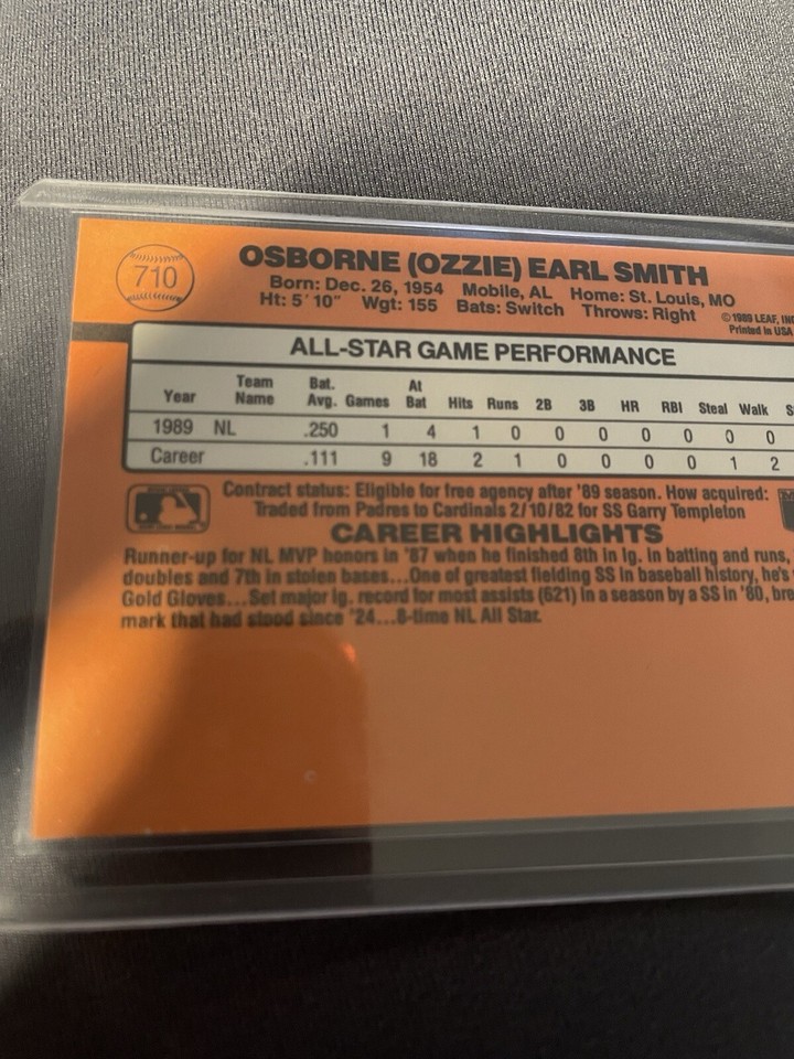 Ozzie Smith Donruss 1990 *DUAL ERROR BASEBALL CARD* Extremely Rare MINT ...