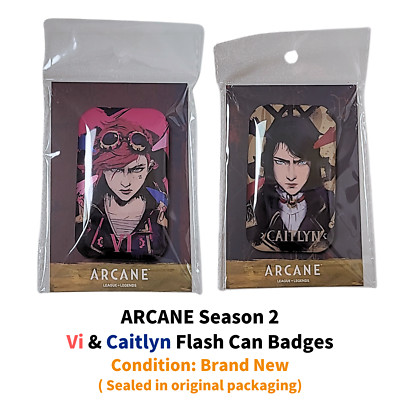 ARCANE: League of Legends Vi & Caitlyn Flash Can Badge Set 🔴 NEW IN ...