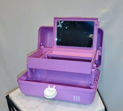 Caboodles Purple Marble Make Up Box Container 2 Tier Organizer Mirror ...