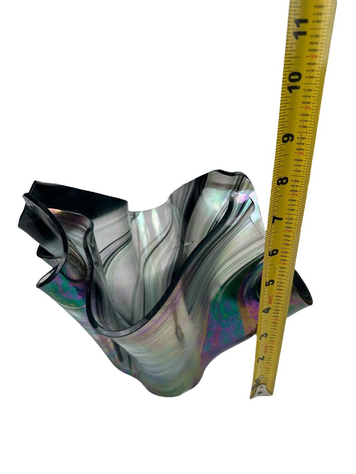 Vintage Tony Serviente Iridescent Blown Art Glass Signed Handkerchief Vase | eBay