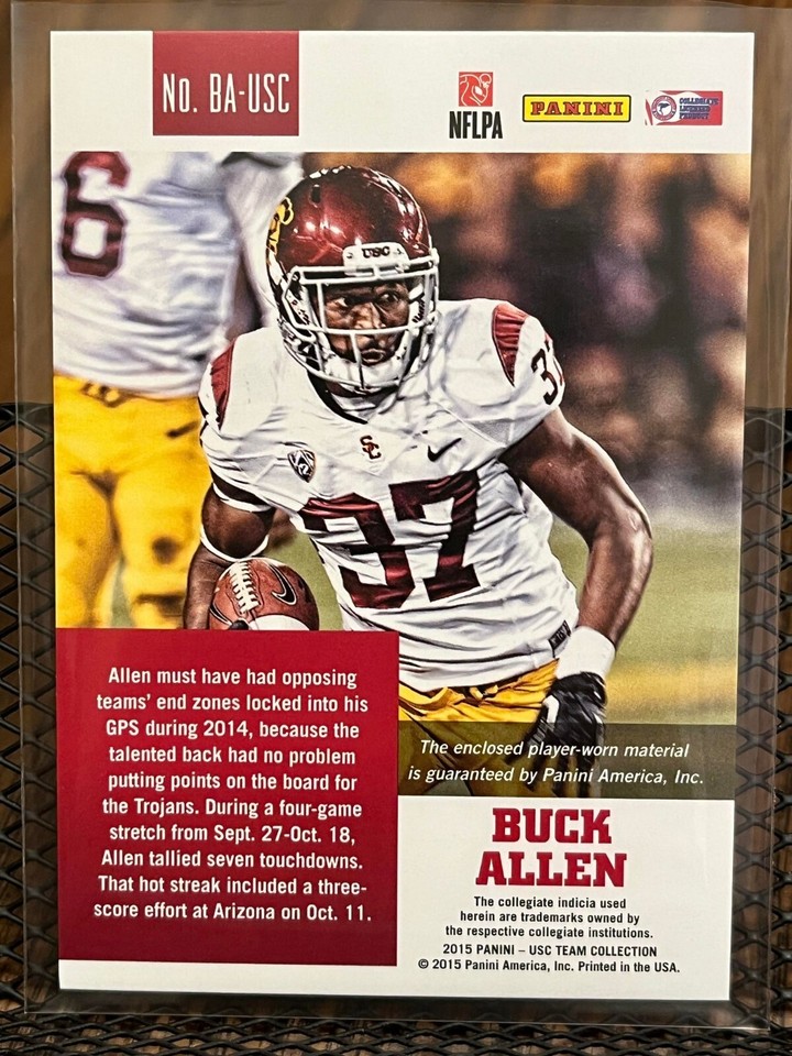 BUCK ALLEN 2015 PANINI TEAM COLLECTION USC TROJANS GAME WORN JERSEY ...