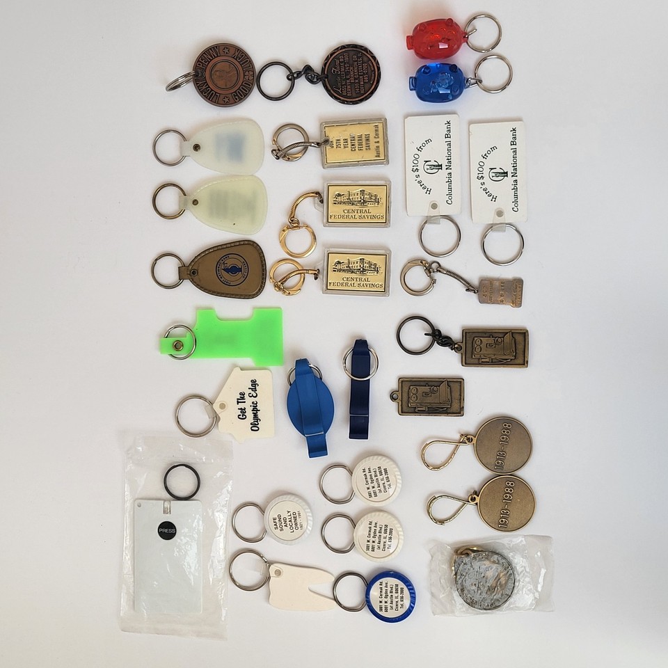Vintage Bank Advertising Keychains Lot (28) Financial Co Piggy Penny ...