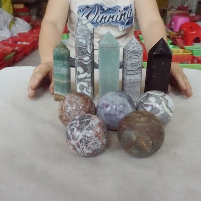 9.6LB 10 Natural Quartz Crystal Jasper Ball Point Mixed Stones Polished ...