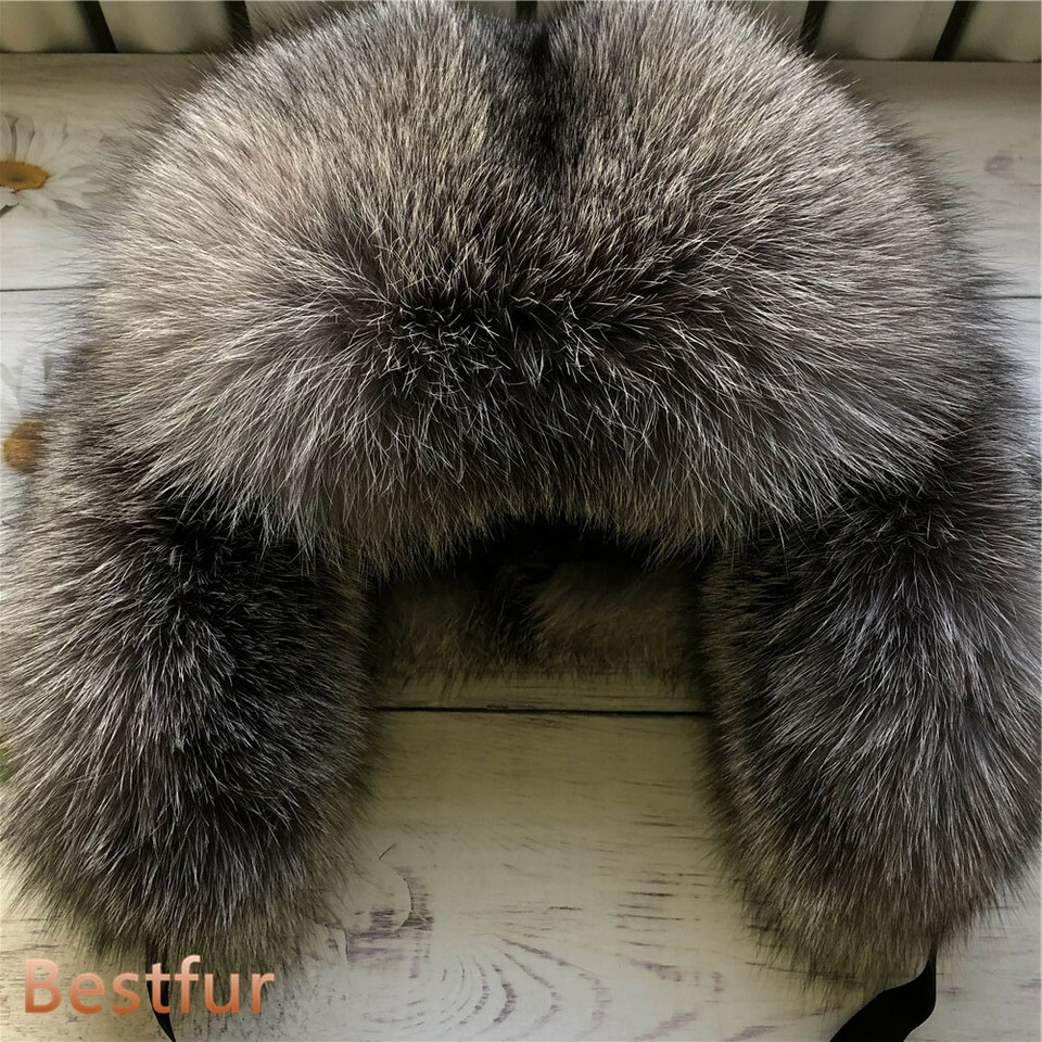 Male Full Covered Real Fox Fur Hat Russian Ushanka Hat Cossack Warm ...