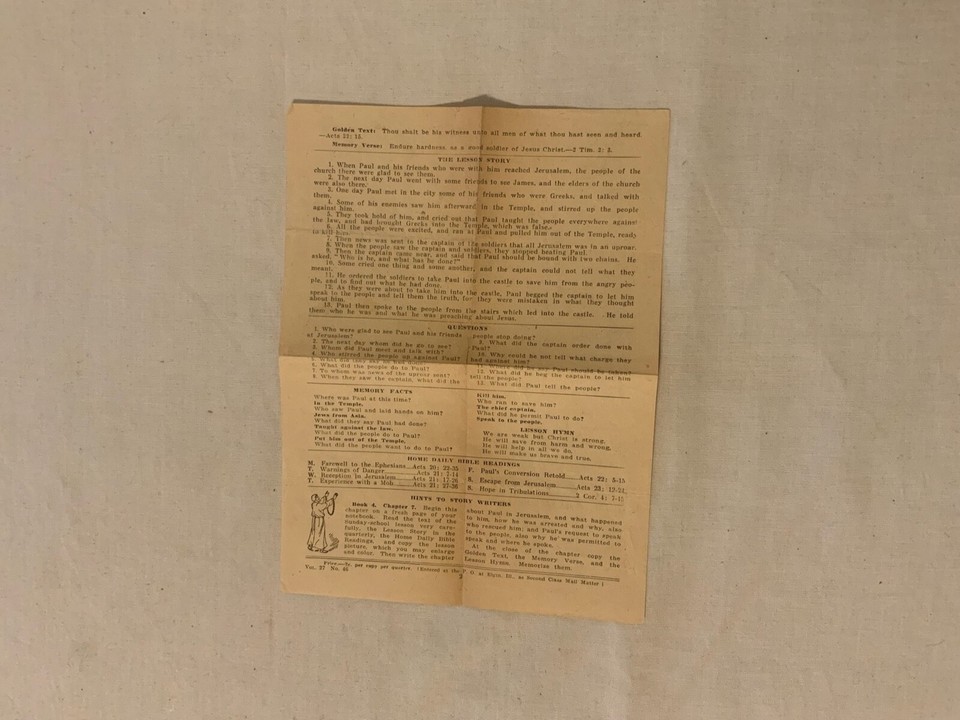 Vintage 1931 The Junior Lesson Leaflet David C. Cook Publishing Co ...