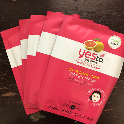 Yes To Grapefruit CORRECT & REPAIR Paper Mask, 5 Single Use Maskes .037 ...