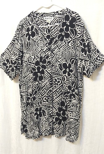 Jacque & Koko 18/20 Black & White Abstract Floral Short Sleeve Tunic ...