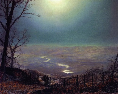 Wholesale oil painting John Atkinson - Nice landscape at moon night ...