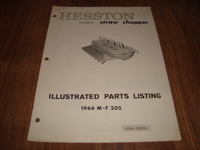 Hesston Dyna-Balance Straw Chopper Illustrated Parts Listing 1966 M-F ...