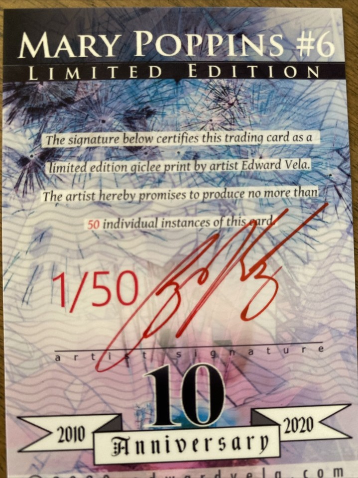 Mary Poppins #6 Art Card Limited Numbered 1/50 Edward Vela Signed 2020 ...