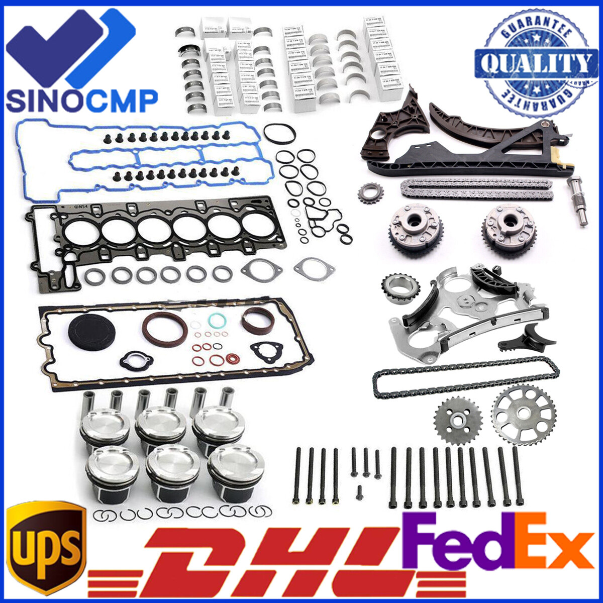 Engine Overhaul Rebuild Kit & Timing Chain Oil Pump Guide Set For BMW ...