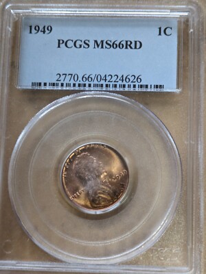 1949 RED PCGS MS-66 Lincoln BU coin uncirculated cent #b Whole Set ...