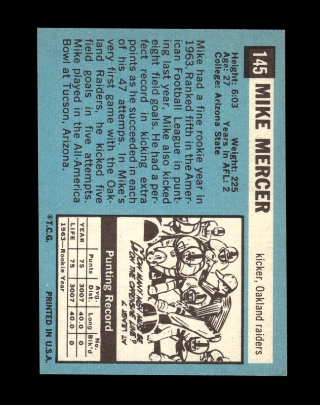 1964 Topps Set-Break #145 Mike Mercer EX-EXMINT *GMCARDS* | eBay