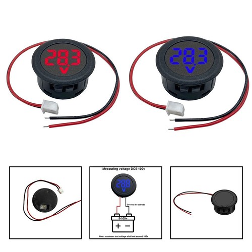 5PCS DC 400V Digital Display Round Voltmeter for Car Current ...