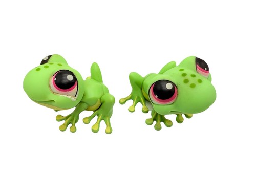 2007 LPS Littlest Pet Shop Frogs #283 Green Yellow Body Pink Eyes Spots ...