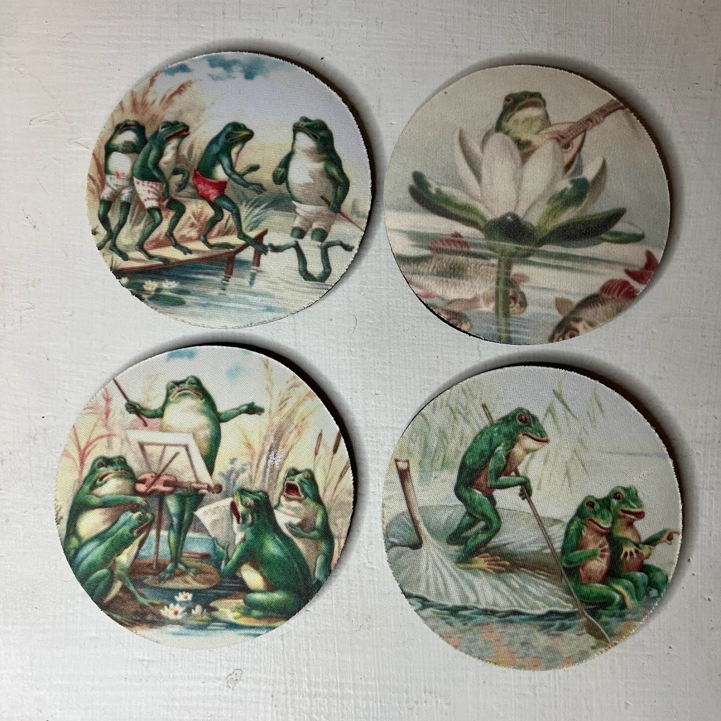 Whimsical Frog Coaster Set of 4 Fairy Tale Frogs Toads Beatrix Potter ...