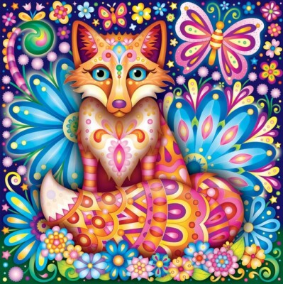 Jigsaw puzzle Animal Wild Groovy Fox Caricature 750 piece NEW Made in ...