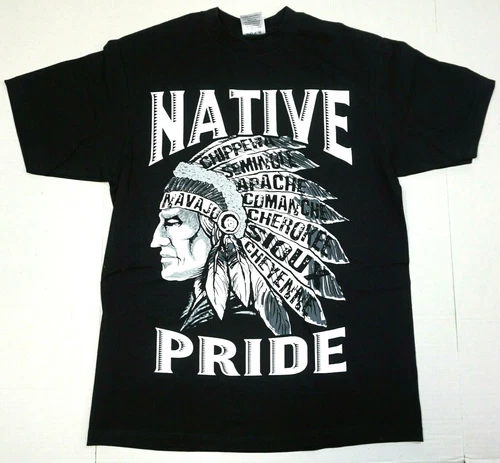 NATIVE PRIDE T-Shirt Warrior Chief Indian Tribes Tee Men's Black New | eBay