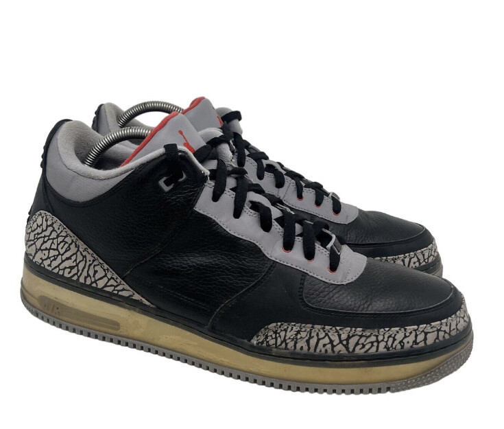NIKE Air Jordan AF1 Fusion 3 Black Cement Shoes Mens … - Gem