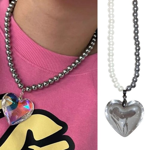 Heart Collarbone Chain Temperament Simple Cold Glass Love-shape ...