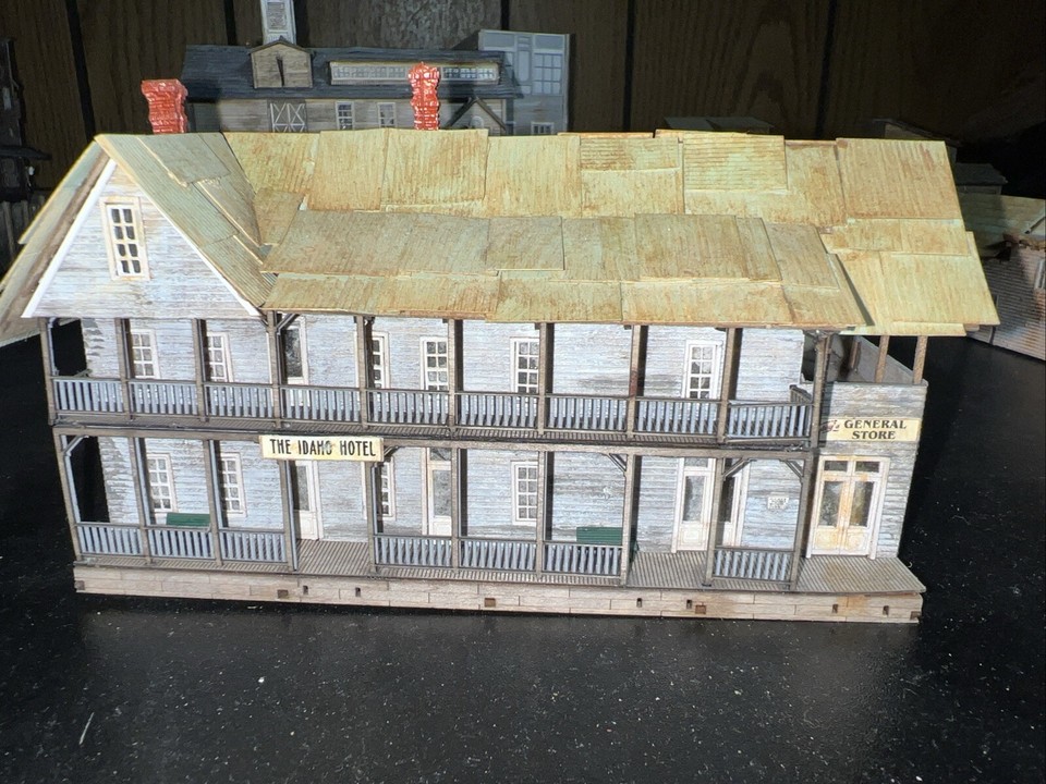 Custom N scale Bars Mills Idaho Hotel assembled and weathered | eBay
