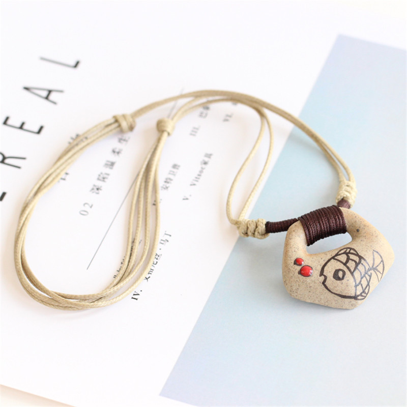 Necklace Pendant Clay Fish Ceramic Fashion Ethnic Jewelry Handmade ...