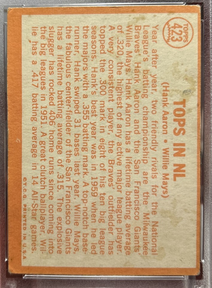 1964 Topps - #423 Willie Mays, Hank Aaron. PSA. - Authentic -Altered ...