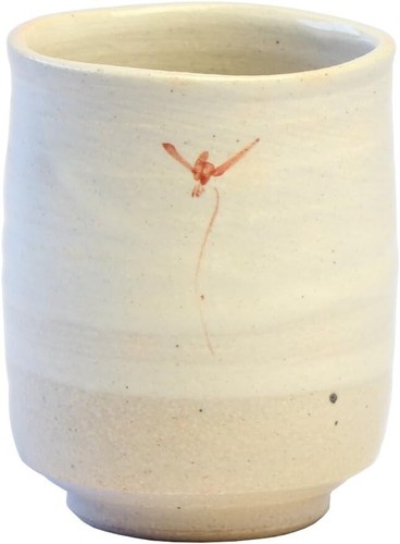 Shigaraki yaki ware Yunomi Japanese Green Tea cup Kamon Aka Flower ...